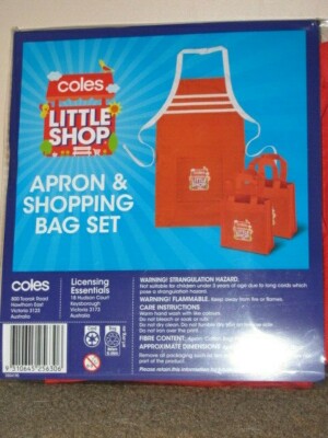 Coles Little (Mini) Shop 2 - Coles Apron & Shopping Bag BNIB Melb | eBay