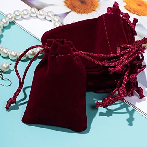 100 Pcs Velvet Double Drawstring Cloth Bag Pouches for Small Jewelry ...