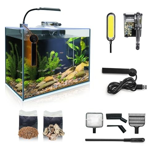 3 Gallon Betta Fish Tank Small Aquarium Starter Kit, with Heater Self ...