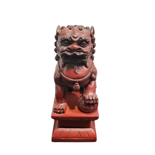 Asian Foo Dog Figurine Sculpture Resin Red Home Decor | eBay
