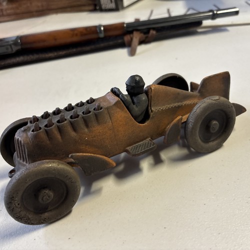 Vintage “Hubley" Cast Iron Toy Race Car Moving Pistons Black Driver | eBay