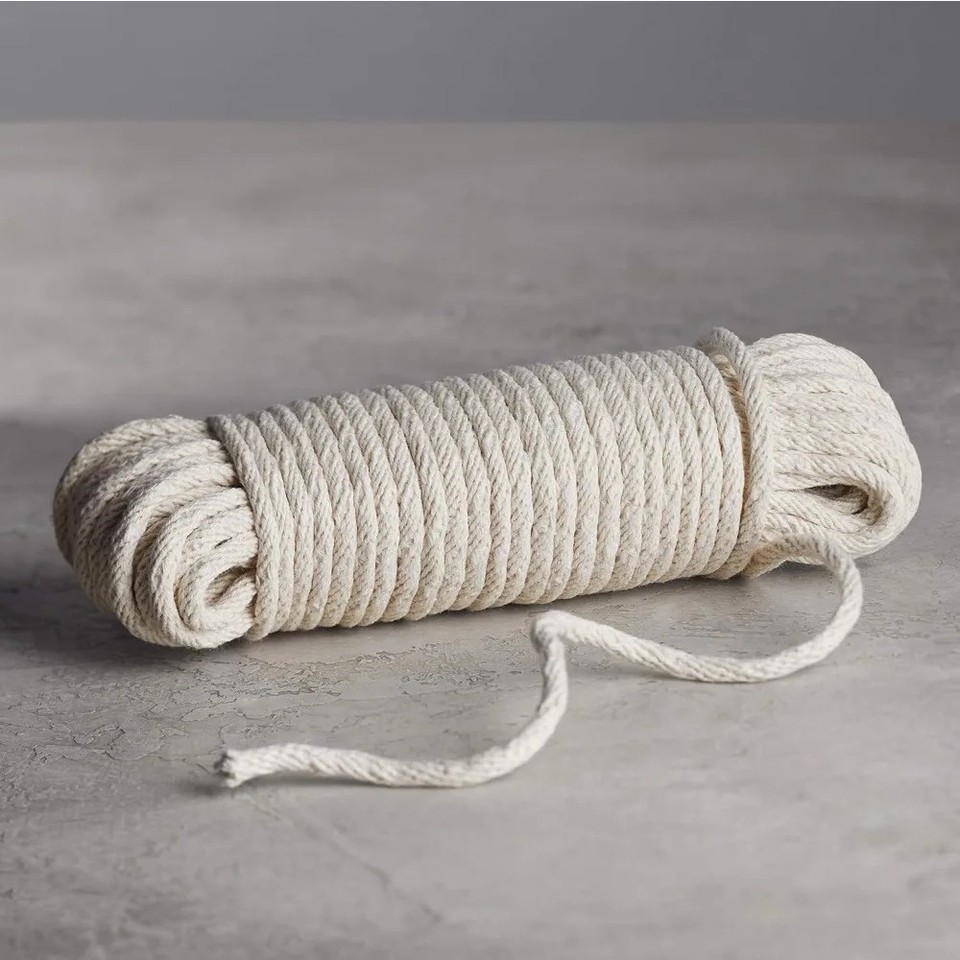 Heavy Duty Cotton Rope Washing Line Natural Braided Twisted Sash Cord ...