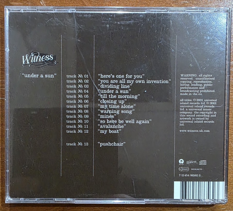 Witness - Under a Sun (2001) very good condition Pre-owned 731454865623 ...