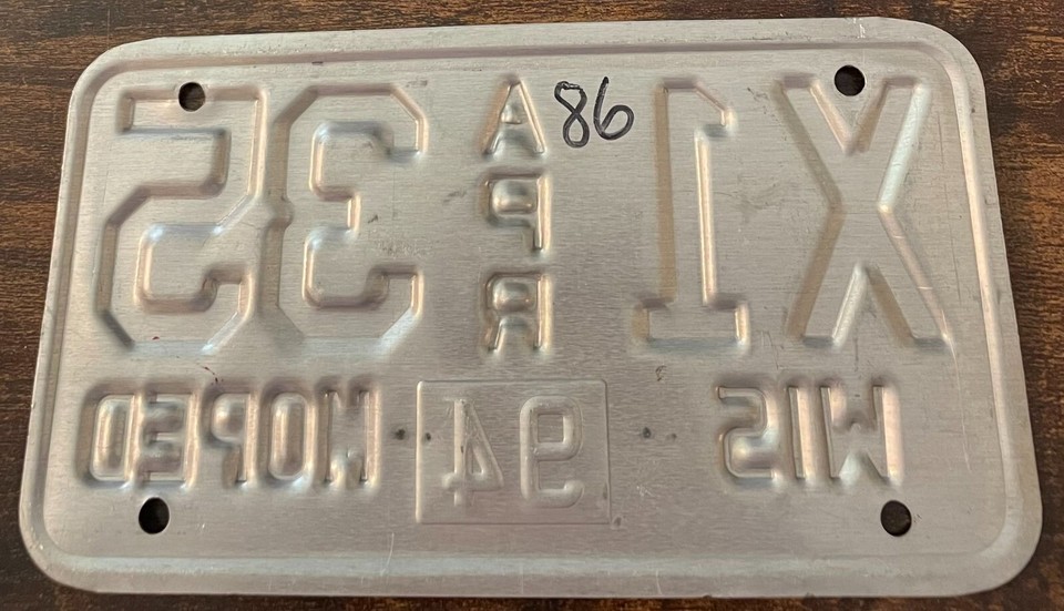 2012 Wisconsin Moped License Plate X1 35 | eBay