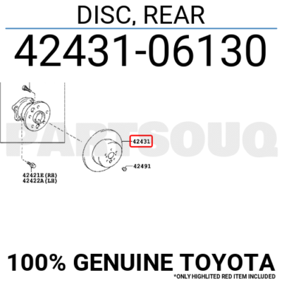 4243106130 Genuine Toyota DISC, REAR 42431-06130 | eBay