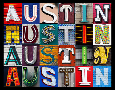 AUSTIN Name Poster featuring photos of actual sign letters | eBay