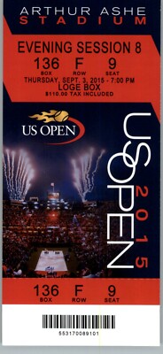 2015 US Open Tennis 9/3/2015 Full Ticket - Roger Federer / Petra ...
