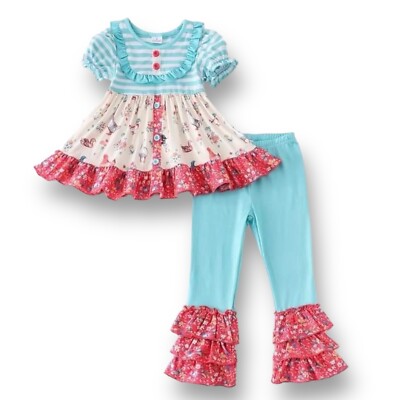 NEW! Girls Size 4 Boutique 2pc Outfit Fancy Farm Girl Pants Set with ...