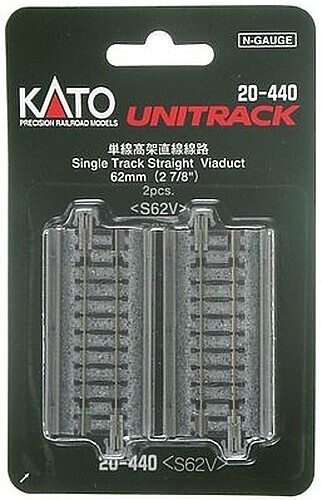 Kato Single Track Viaduct - Straight 2-7/8'' 6.2cm'' - N Scale Nickel ...