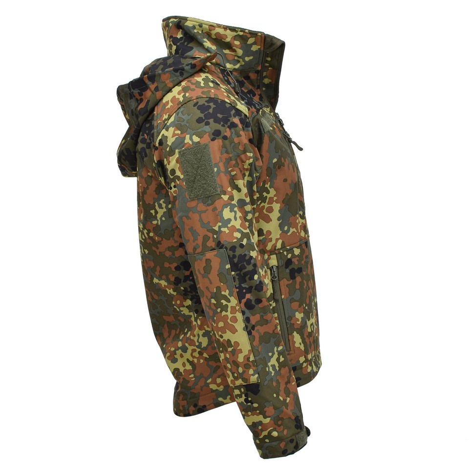 MIL-TEC Softshell tactical jacket SCU 14 German Flecktarn camo hiking outerwear | eBay