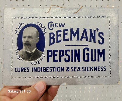 Vintage Original Beeman's Pepsin Gum Digestion Store Display Sign RARE ...