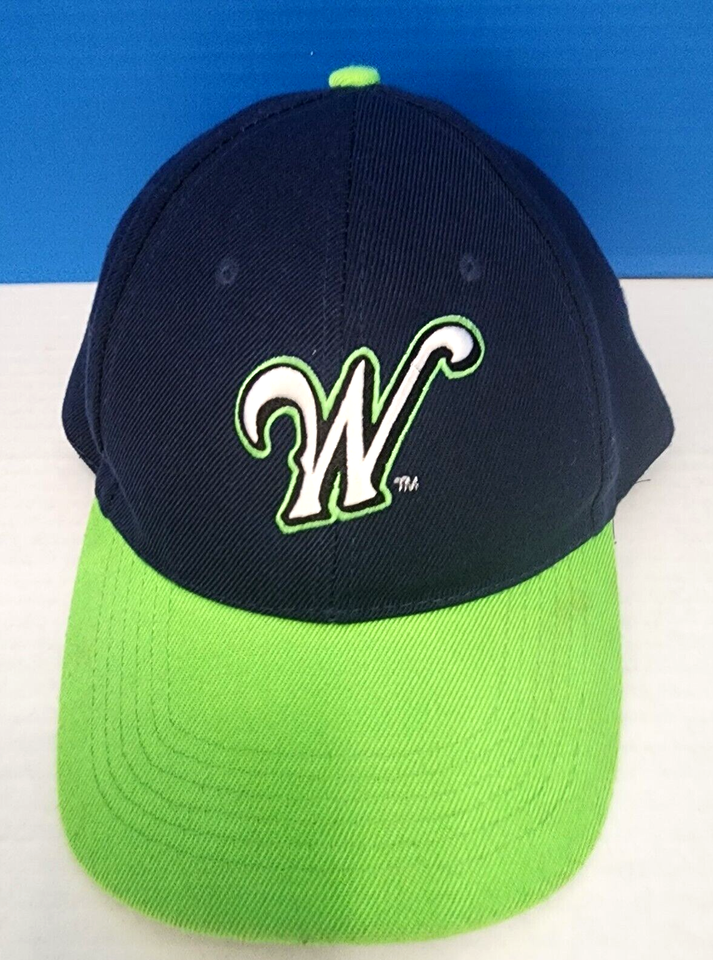 W Worcester Hook Loop Adjustable Baseball Cap Hat Dark Navy and Green ...