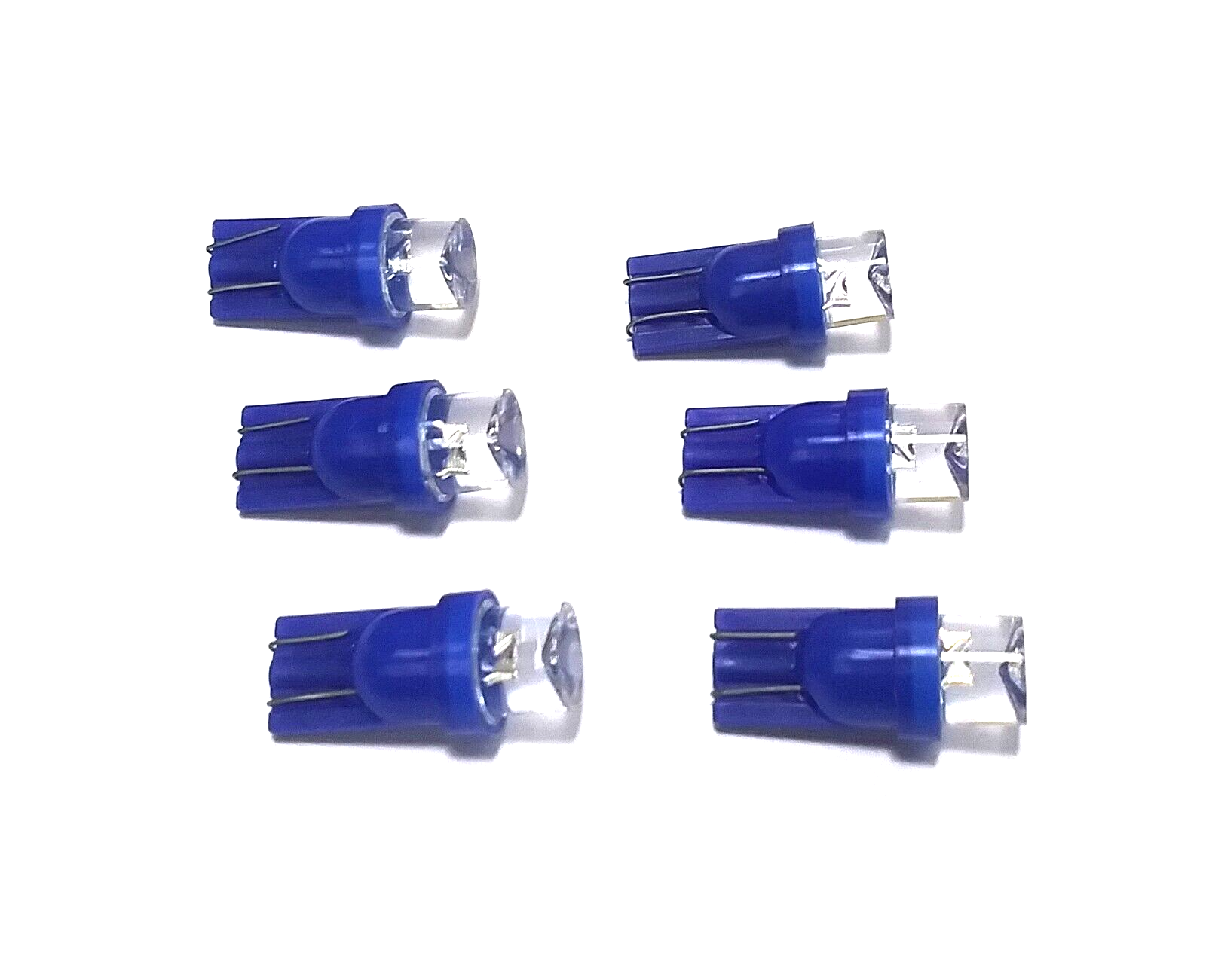 6 Super Bright BBT 12 volt Blue LED Wedge Base T10 Concave Light Bulbs ...