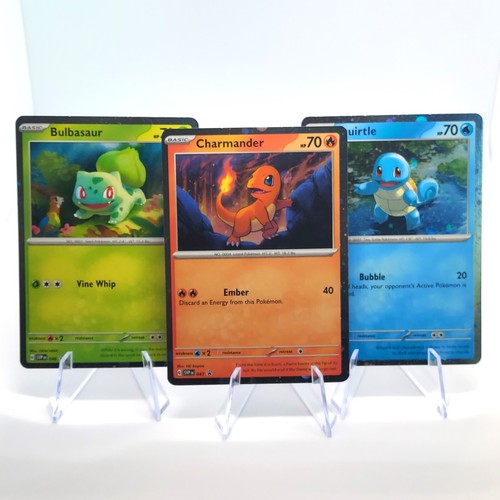 Pokemon 151 Promo Starter Cards Charmander, Squirtle, & Bulbasaur ...