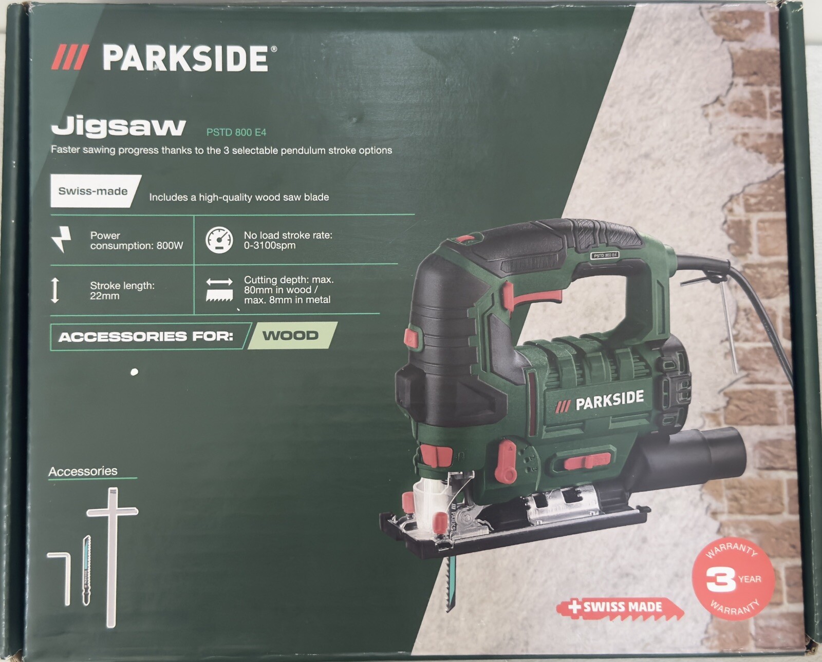 Parkside 800W Electric Jigsaw + Accessories - PSTD 800 E4 | eBay UK