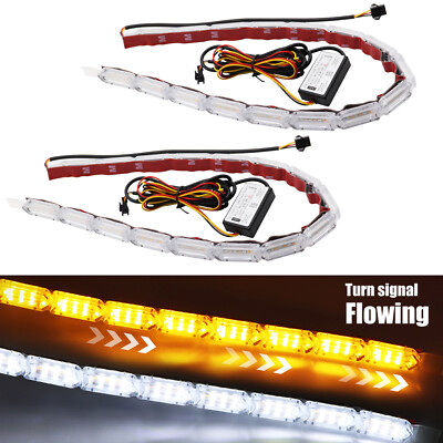2x Sequential LED Strip Indicator Turn Signal DRL Daytime Running Light ...
