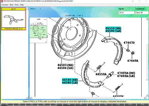 Genuine Toyota Lexus Parking Brake Shoe Set 4pcs 46530-34010 OEM | eBay
