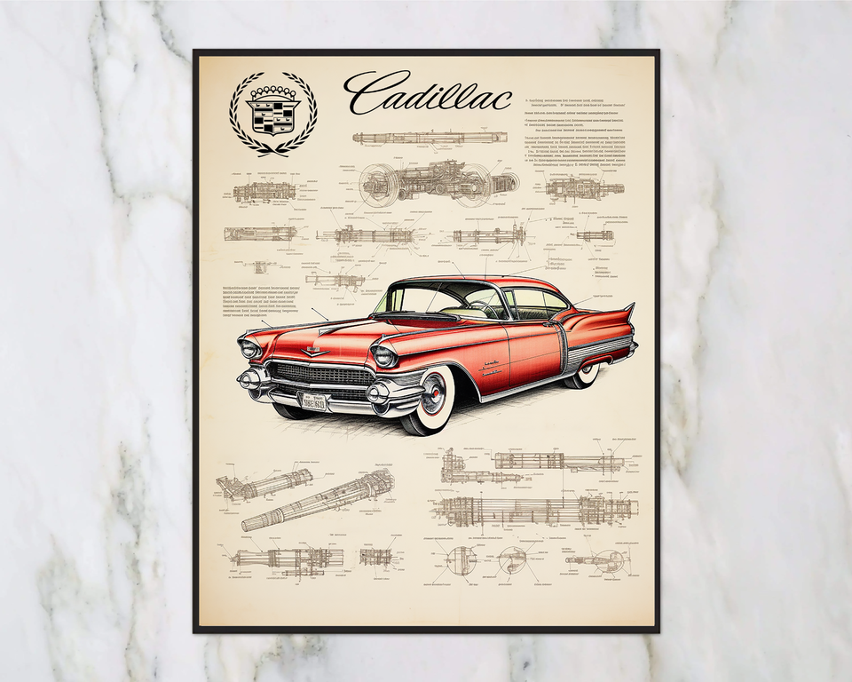 Vintage Cadillac Poster- Vintage Cadillac Patent Print, Vintage ...