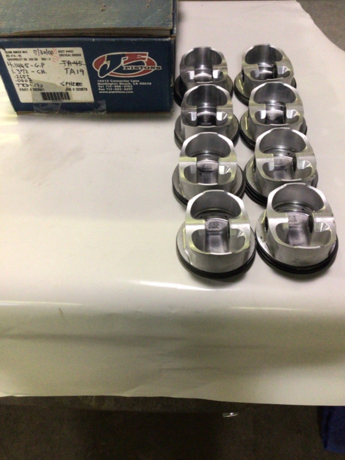 JE Pistons Set of 8 SB 2 Pistons 4.1445 Bore UMP NASCAR IMCA Drag Race ...