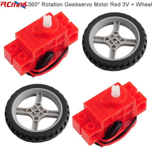 2pcs GeekServo Motor 360 Rotation 2pin JR Plug 3V + Wheel for Legoo ...