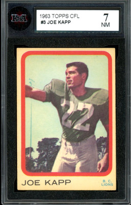 1963 TOPPS CFL FOOTBALL 3 JOE KAPP KSA 7 NM B C LIONS VIKINGS Stockton ...