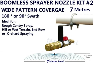 BOOMLESS SPRAYER NOZZLE #2 PATTERN SWATH 7M FLAT WIDTH WEED SPOT SPRAY ...