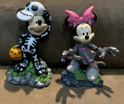 DISNEY HALLOWEEN MICKEY & MINNIE SKELETON/WEREWOLF STATUES 6” SUPER ...