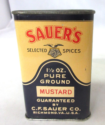 VINTAGE SAUER'S MUSTARD SPICE TIN ADVERTISING COLLECTIBLE 669 | eBay