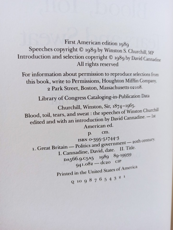 Blood, Toil, Tears, and Sweat by David Cannadine (Hardcover, 1st ...