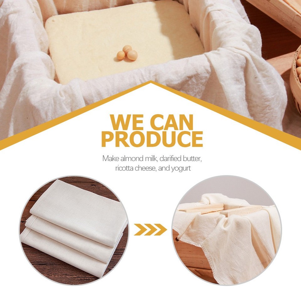 3 Pcs Cotton Cheese Cloth Food Grade Reusable and Washable Muslin ...