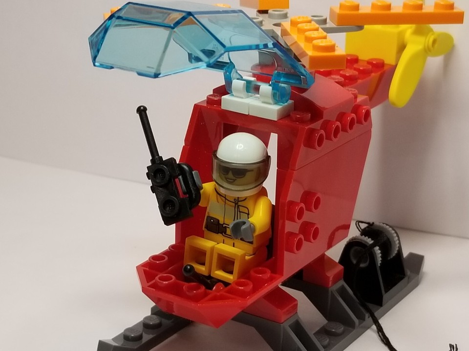 LEGO Rescue Helicopter RED Girl Winch Gear Radio Minifigure Police Fire ...