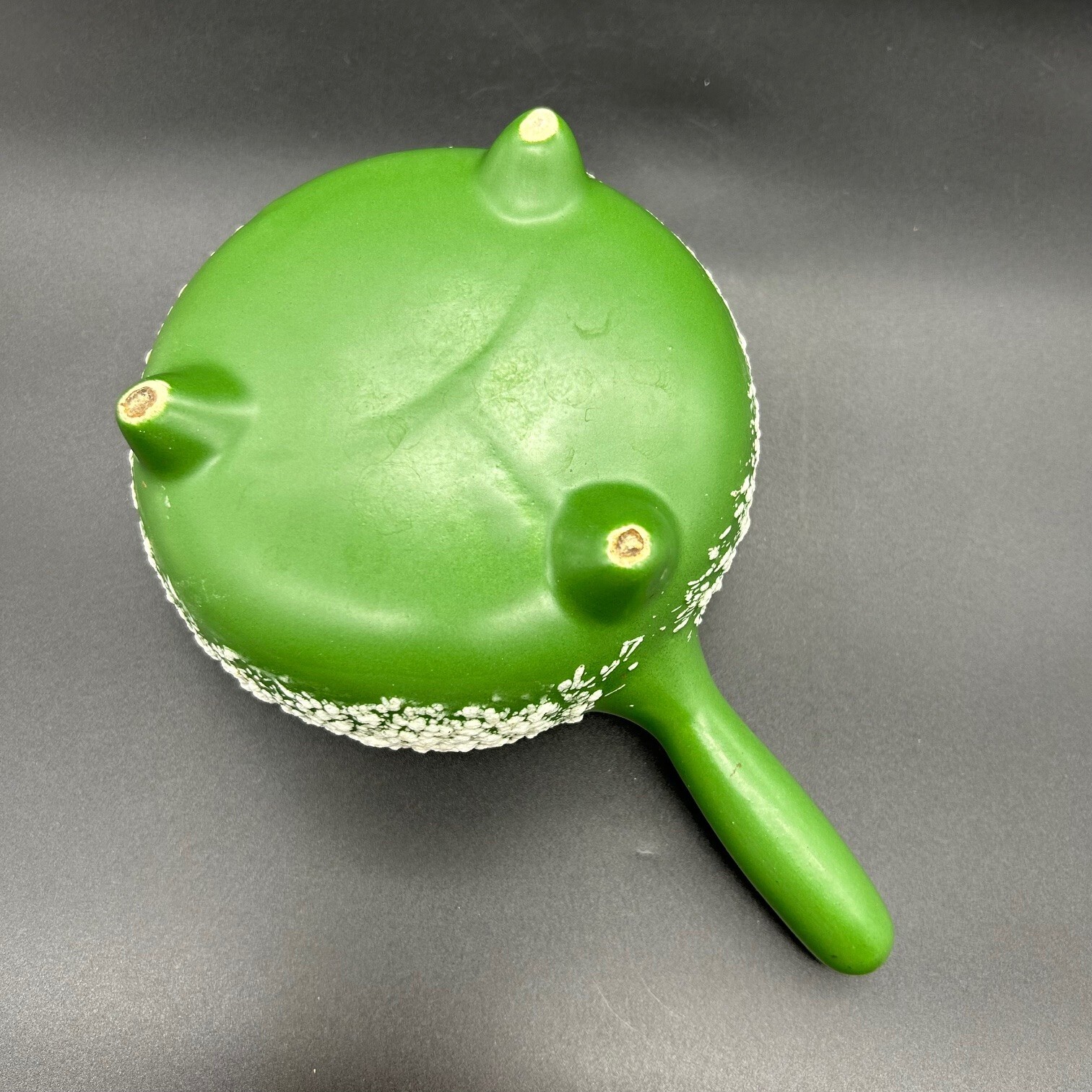 Vtg Green Lava Glaze Stoneware MCM Cauldron Bowl Sauce Dish Footed ...