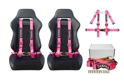 2 X TANAKA UNIVERSAL PINK 4 POINT BUCKLE RACING SEAT BELT HARNESS 2" | eBay