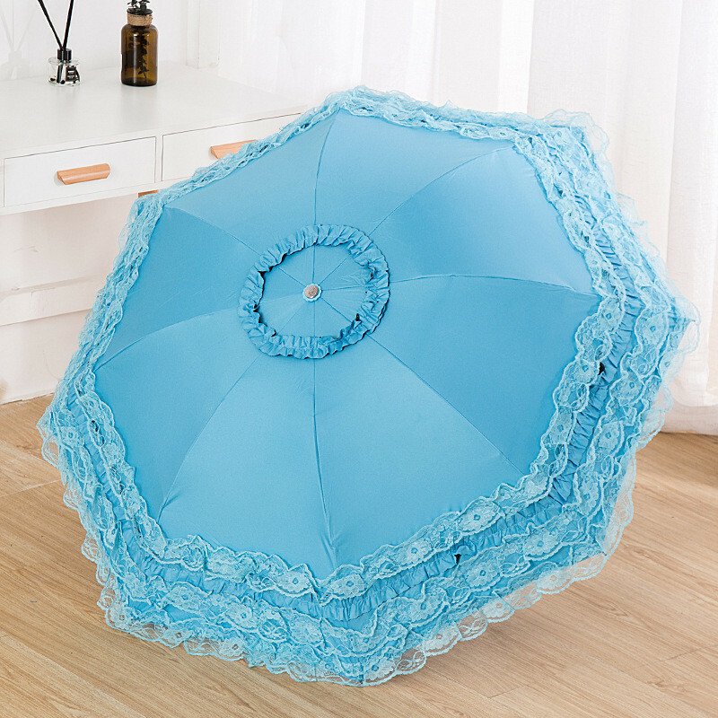 Lolita Girls Parasol Sun Rain Women Princess Lace Anti-UV Folding ...