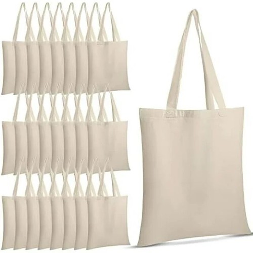 24 Pieces Canvas Tote Bags Blank Plain Canvas Bag Lightweight Reusable ...