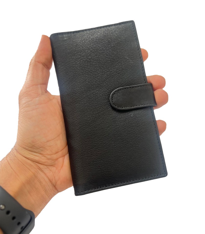 Slim Genuine Leather Checkbook Cover with Snap Closure for Extra ...