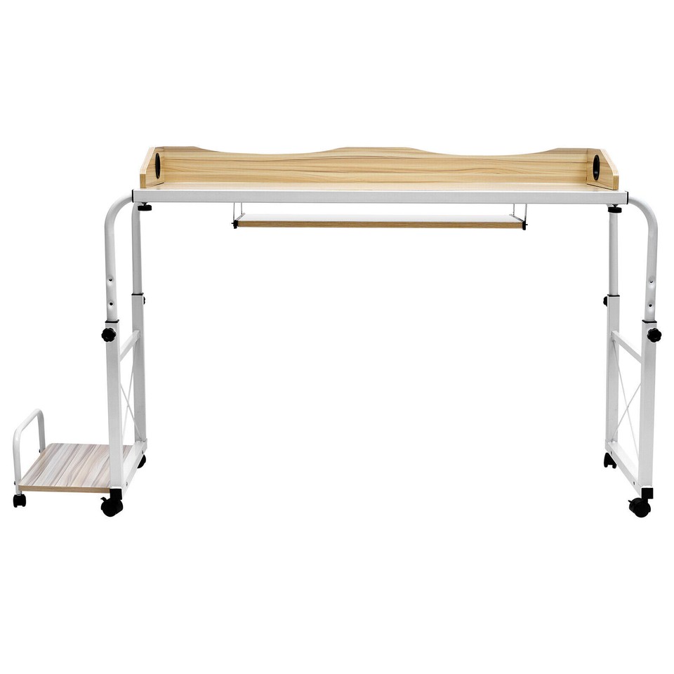Over bed Table Desk Rolling Height Adjustable Laptop Computer Desk Cart ...