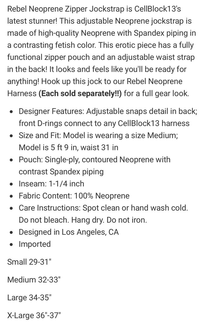 Cellblock 13 Blue Black Rebel Neoprene Jock Jockstrap W/ Zipper Extra ...