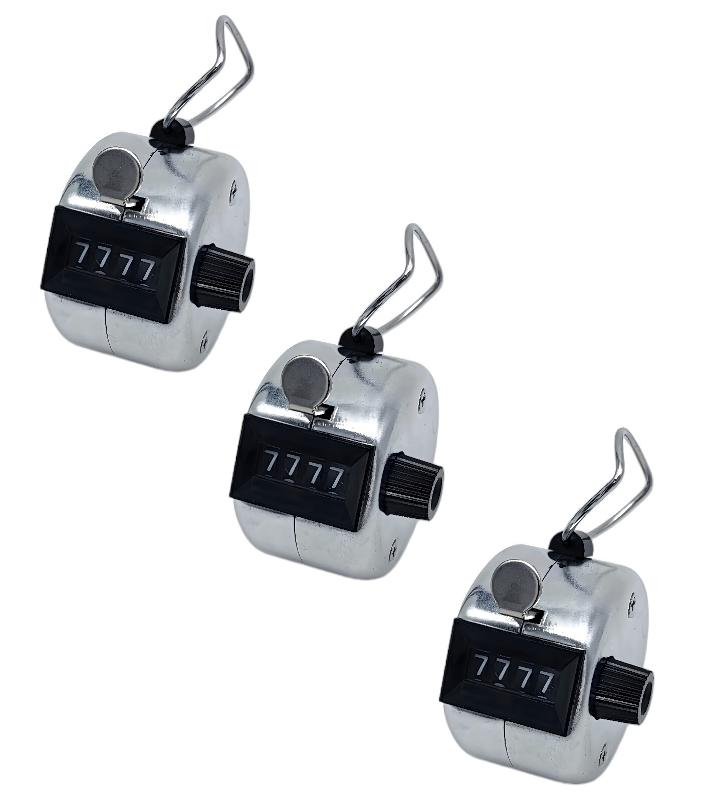 Metal Carnival Counter (4 Digit) Silver Colro Manual Hand Held Thumb ...