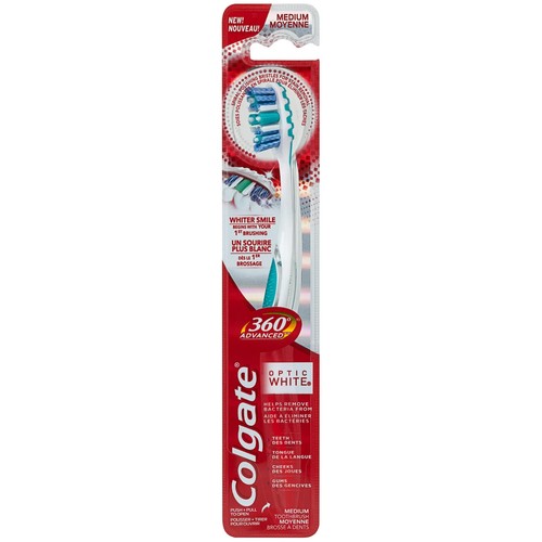 Colgate 360 Advanced Optic White Adult Manual Toothbrush, Medium | eBay