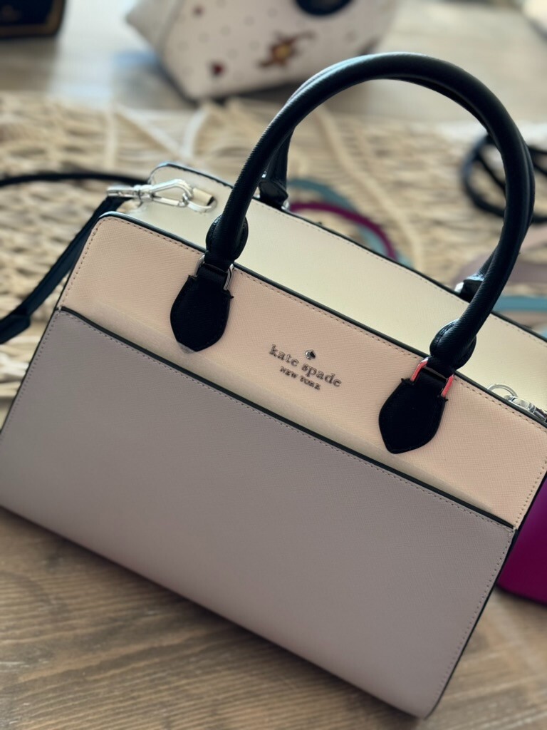 KATE SPADE NEW YORK MADISON PLATINUM Colorblock MD SATCHEL - GREY ...