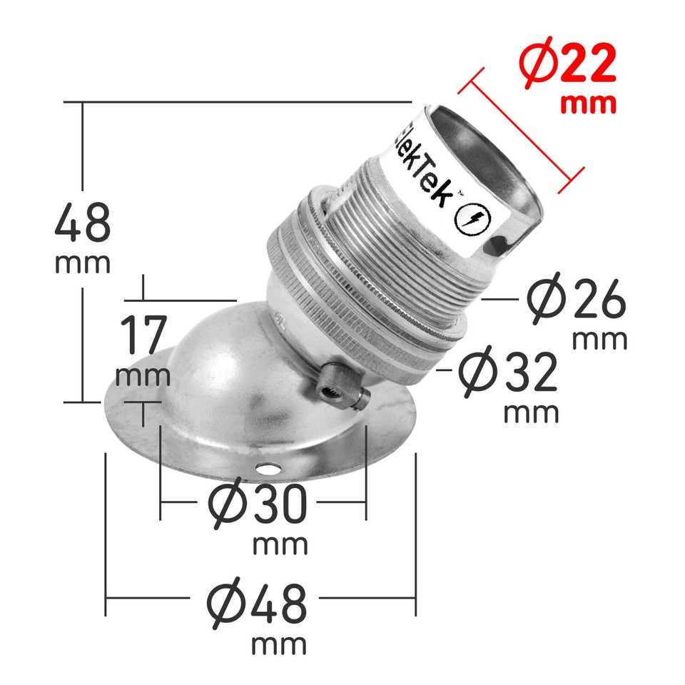 ElekTek B22 UK Bayonet BC Angle Batten Light Lamp Bulb Holder Shade ...