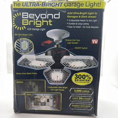 Beyond Bright Ultra-BrightLED Garage Light - Black - 3 Adjustable Heads ...