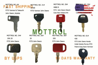 key set 7# 8 pcs FITS JOHN DEERE KEY 301,h800 red ,h800,52160,JDG,JD ...
