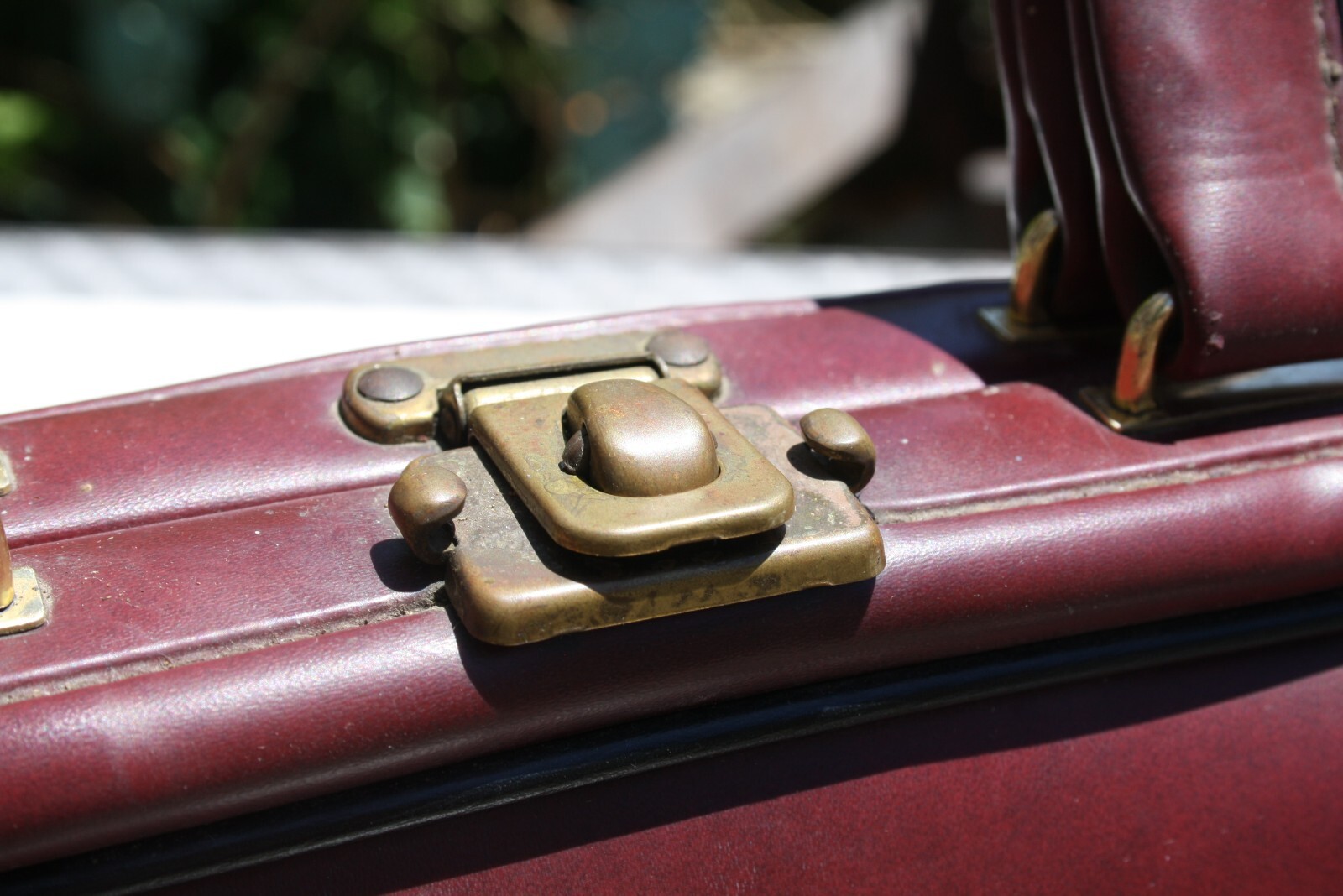 Antique Vintage Ries Red Burgundy Leather Train Trave… - Gem