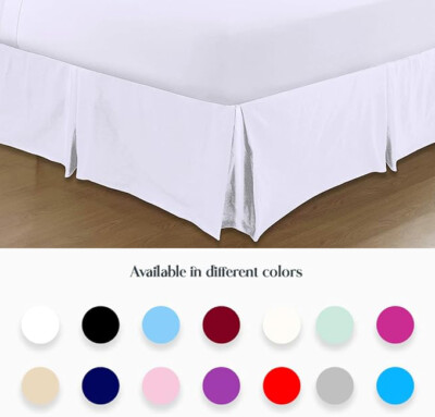 Pleated Base Valance Sheet Polycotton Easy Care Bed Skirt with 40cm ...