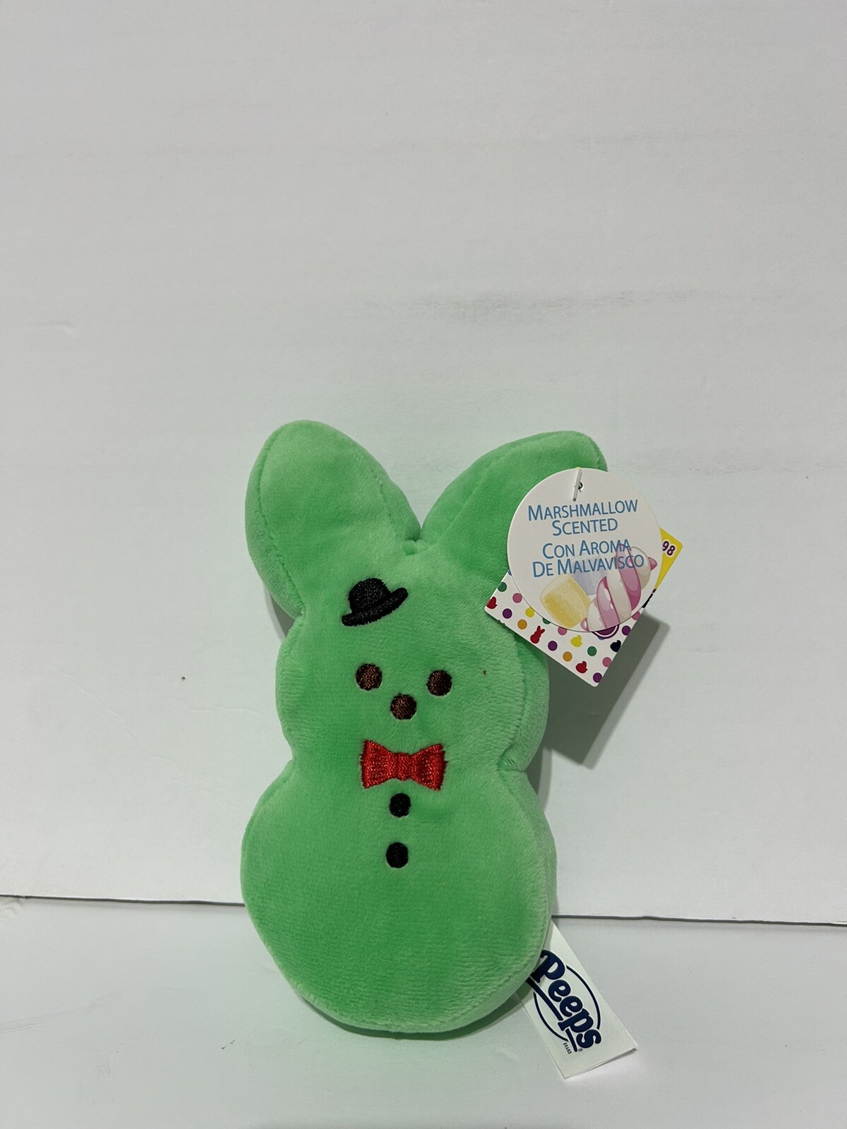 NEW! 2024 PEEPS Easter 6" Marshmallow Scented Bunny Green Emo Bow tie ...