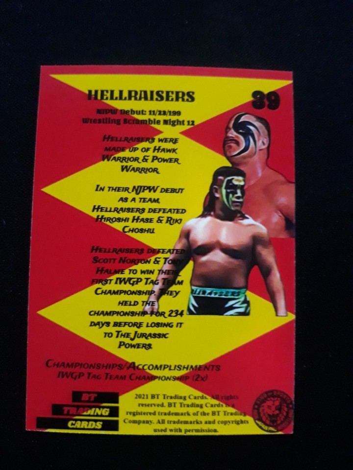 CUSTOM NJPW New Japan Pro Wrestling Trading Card 2021 Hellraisers #39 ...