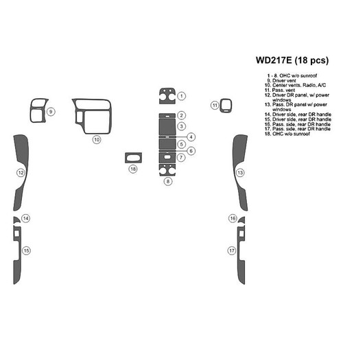For Chevy S10 1998-2004 B&I WD217E-SRW 2D Rosewood Large Dash Kit 18 ...