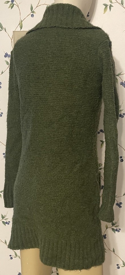 BCBG Max Azria Longline Knit Sweater M Olive Green 90s Y2K Vintage Cozy ...